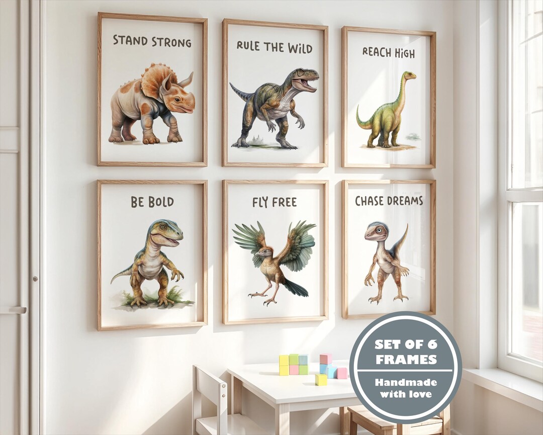 Dinosaur Nursery Poster Set: Motivational Kids Room Decor - Etsy UK