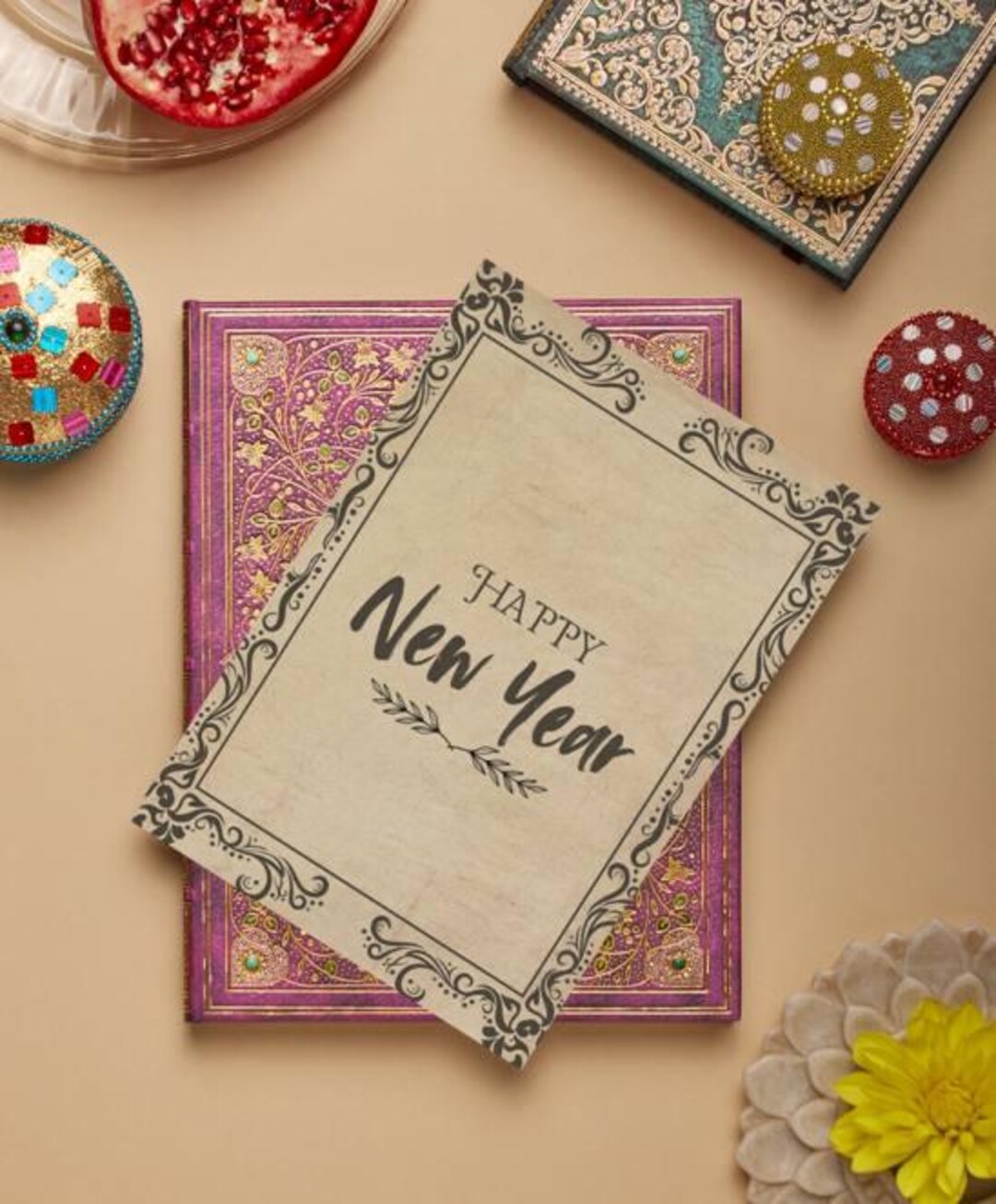 Printable Happy New Year Wishes Vintage Card - Readymade Wish for Your ...
