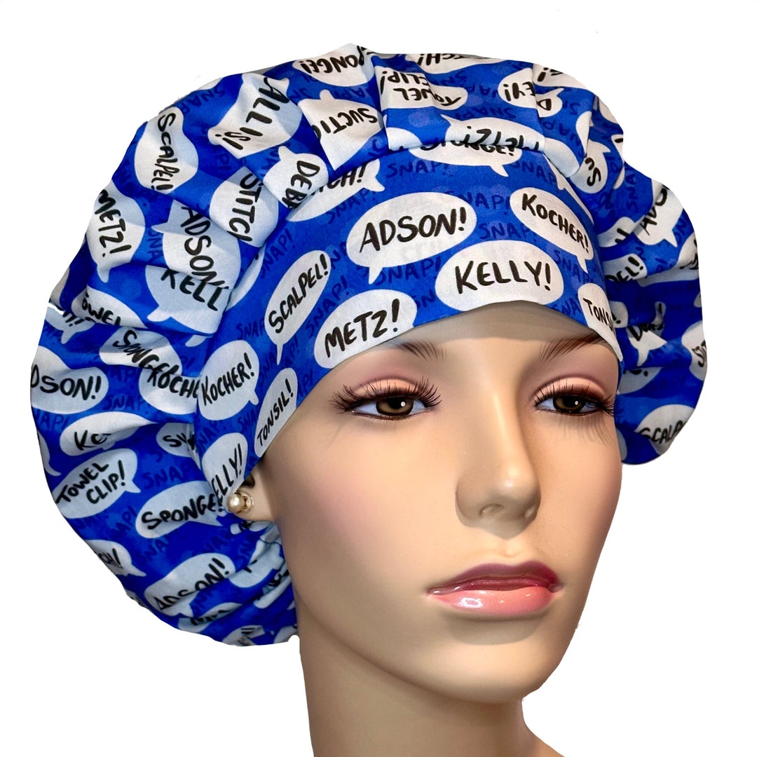Scrub Cap Surgery Blue Scalpel Fabric-scrubheads-bouffant Scrub Hat ...