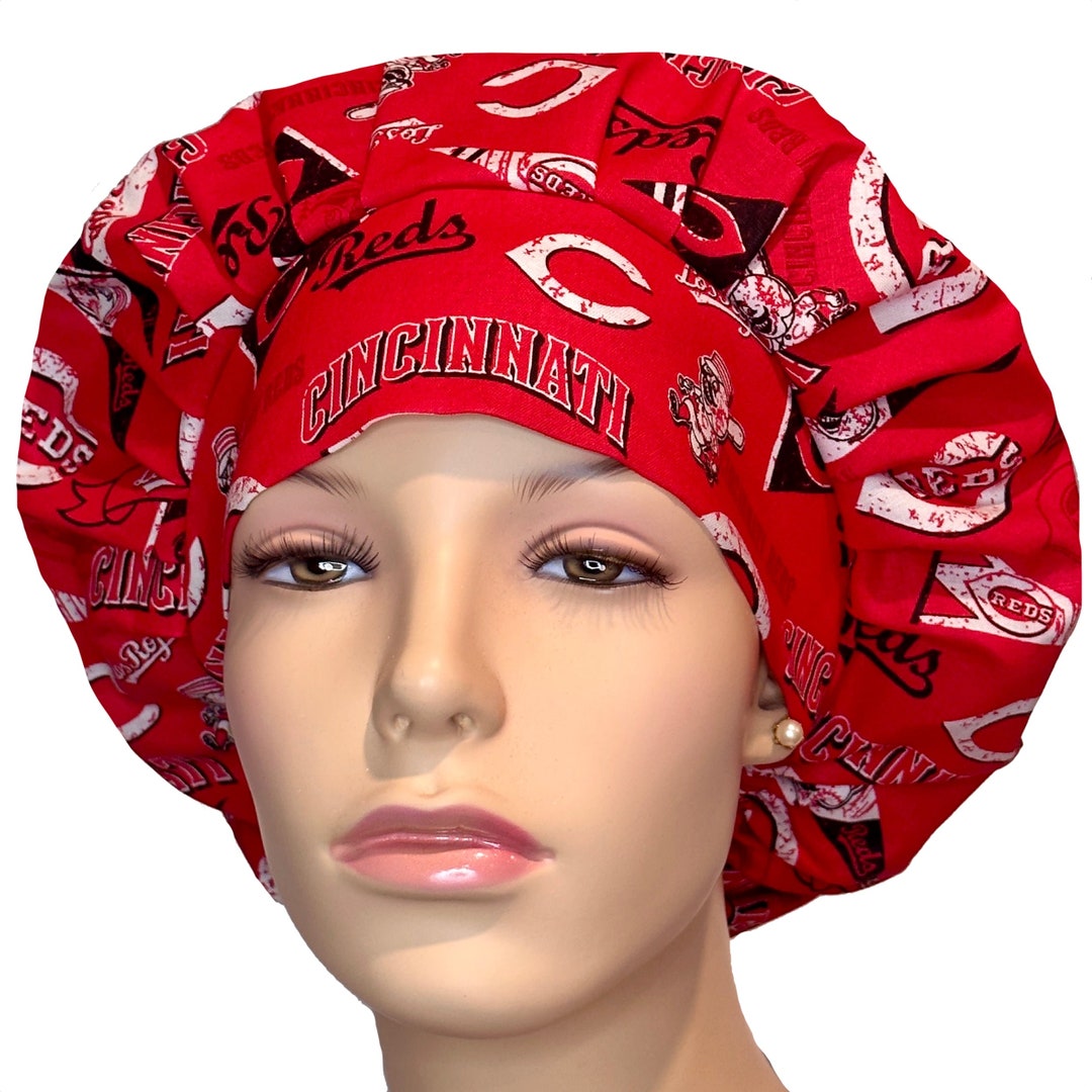 Scrub Caps Cincinnati Reds Retro Cotton Fabric-bouffant Scrub Hat ...