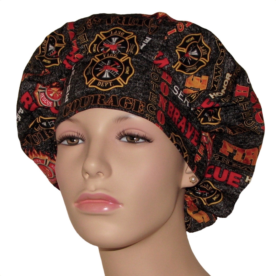 Scrub Caps Firefighters Seal-bouffant Scrub Hat-scrubheads-scrub Hat ...