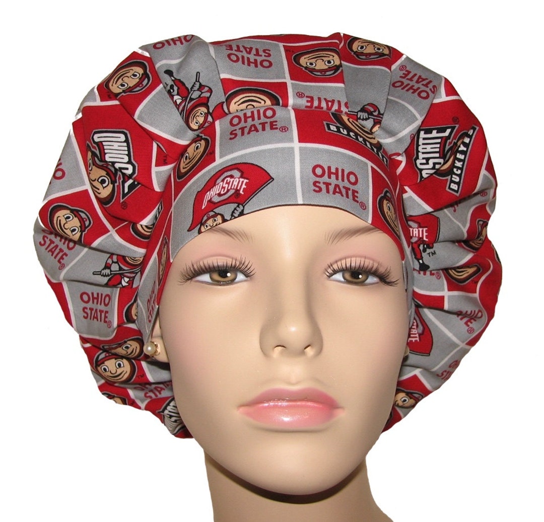 Scrub Caps Ohio State University Buckeyes Cotton Fabric-bouffant Scrub ...