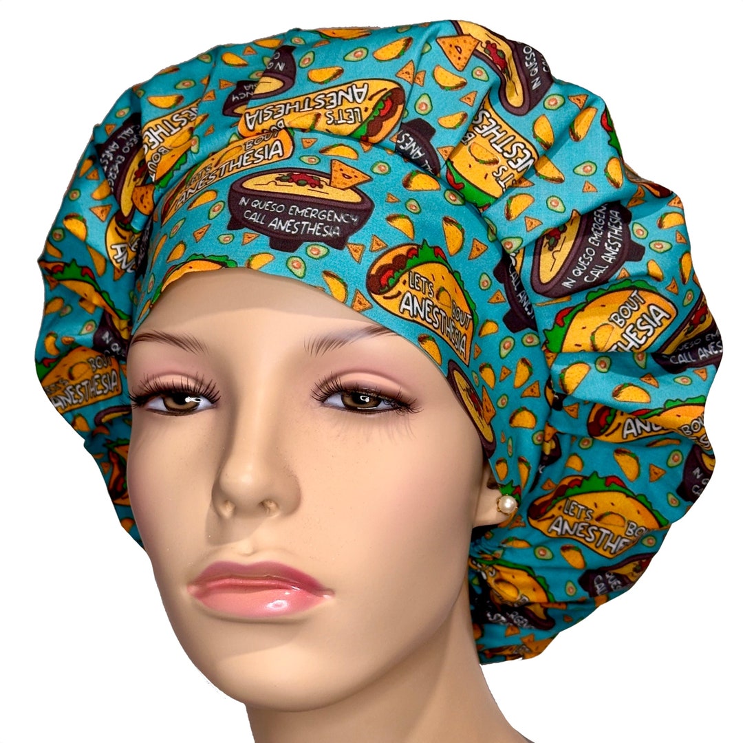Scrub Cap Taco About Anesthesia-scrubheads-bouffant Scrub Hat-queso ...