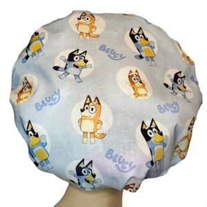 Scrub Caps Bluey and Bingo Fabric-pediatrics Scrub Hat-scrub Cap ...