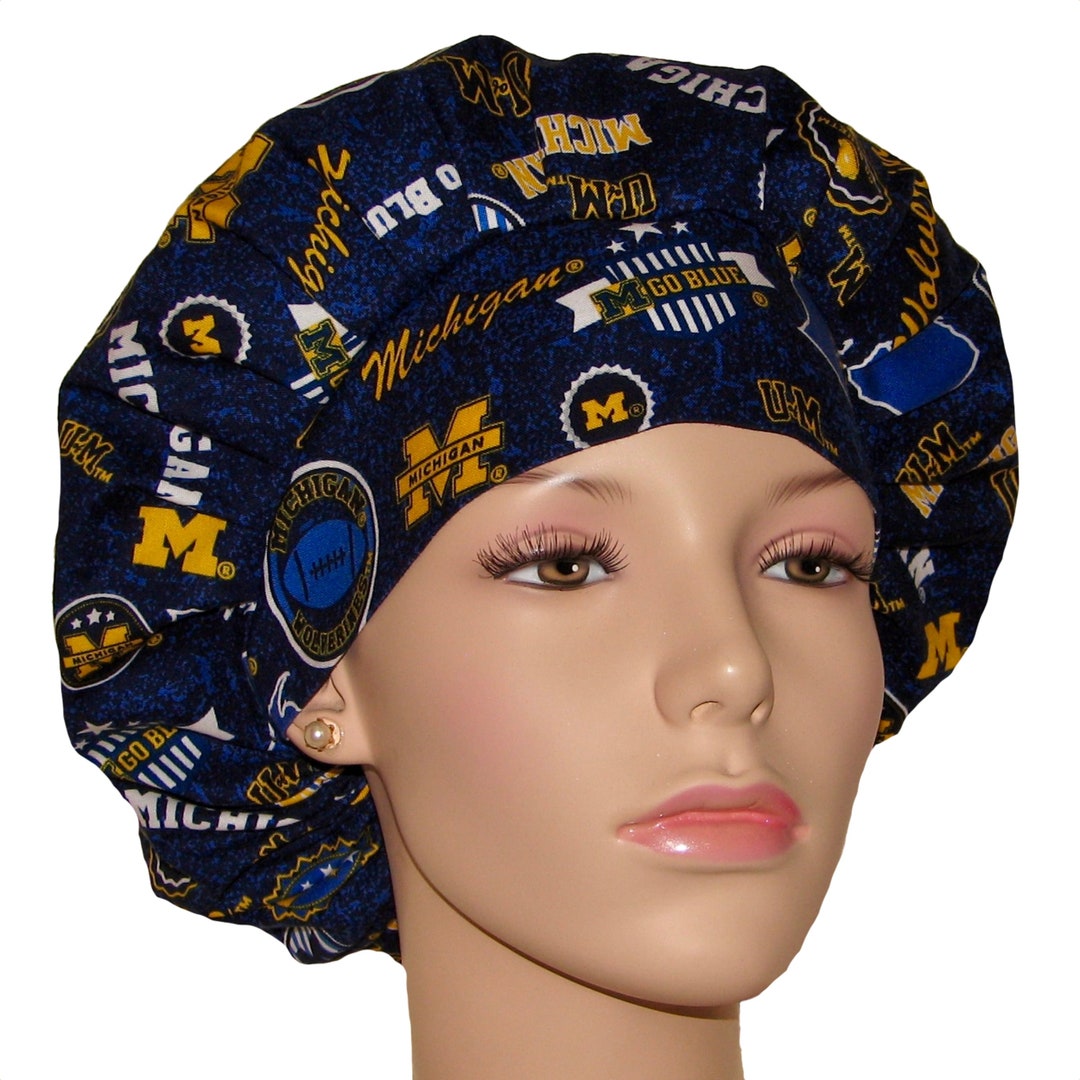 Scrub Hats University of Michigan Home State Fabric-scrubheads-bouffant ...