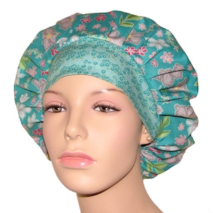 Scrub Caps Flora and Fauna Teal-scrubheads-scrub Hats for Women ...