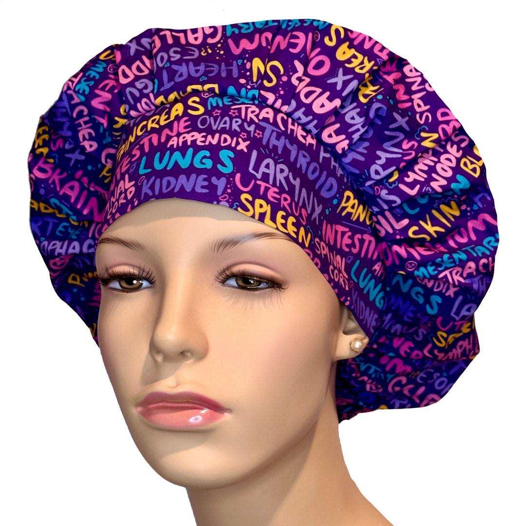 Scrub Cap Organ Scribbles on Purple Fabric-scrubheads-bouffant Scrub ...