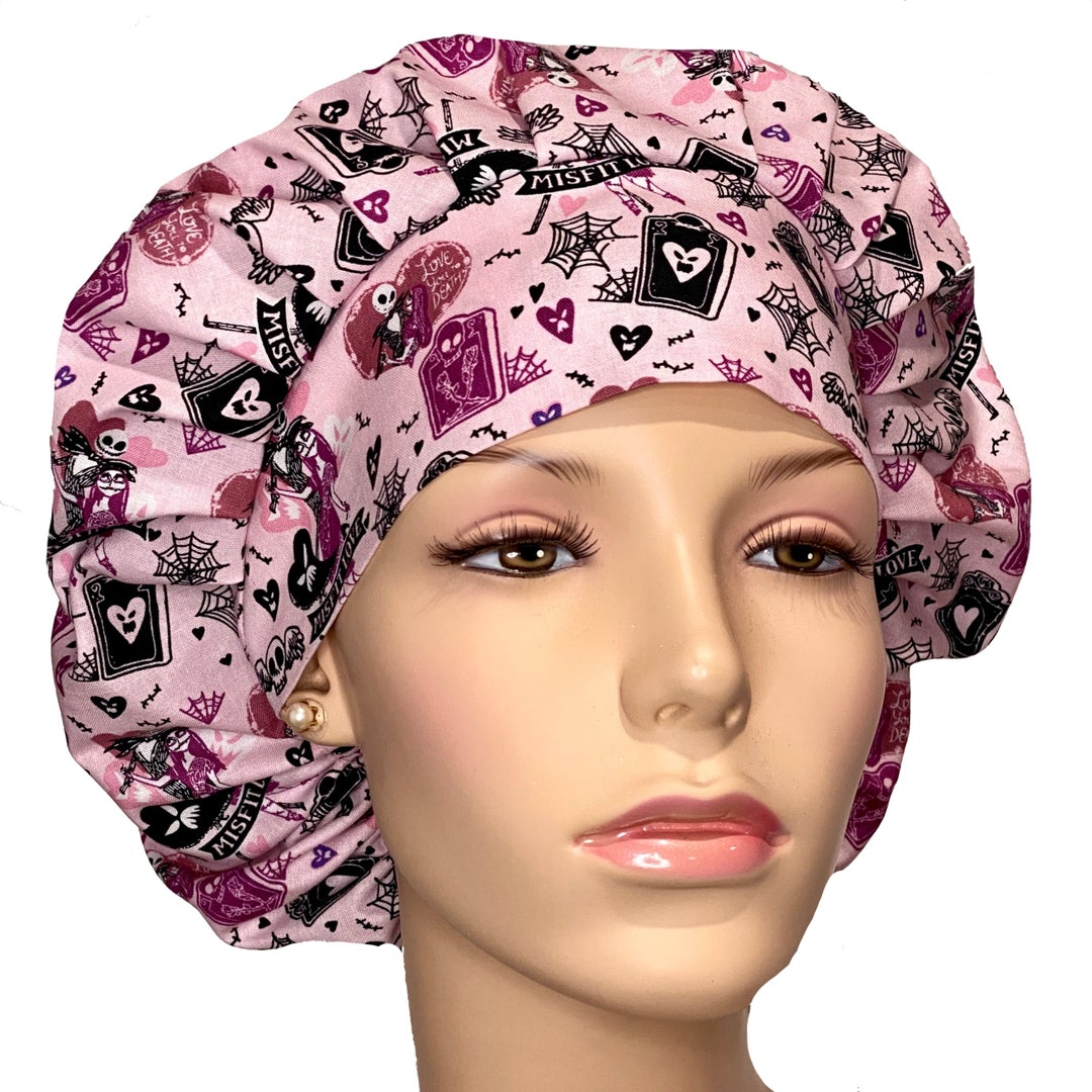 Scrub Caps Jack and Sally Misfit Love Fabric-scrubheads-bouffant Scrub ...