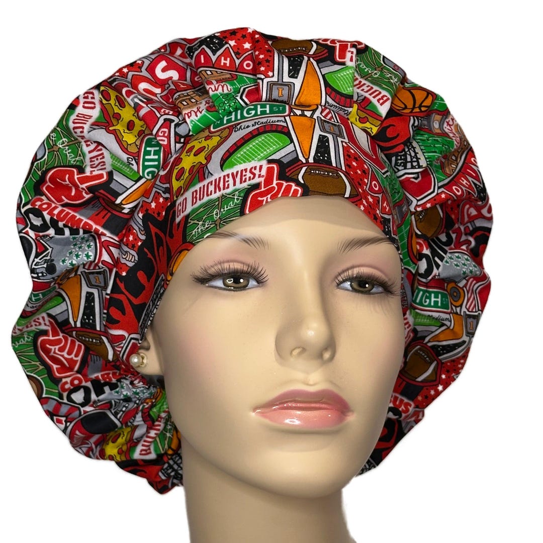 Scrub Caps Ohio State Doodle Allover Fabric-scrub Hat-scrub Caps ...