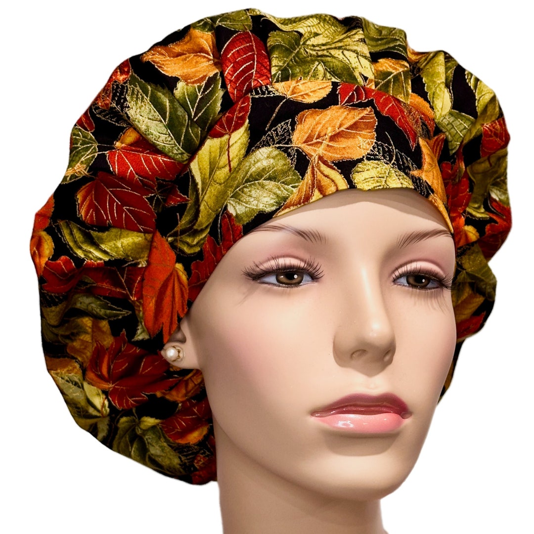 Scrub Caps Fall Harvest Leaves-scrubheads-etsy Scrub Hats-scrub Caps ...