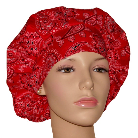 Scrub Caps Red Bandana-scrubheads-scrub Cap-bouffant Scrub - Etsy