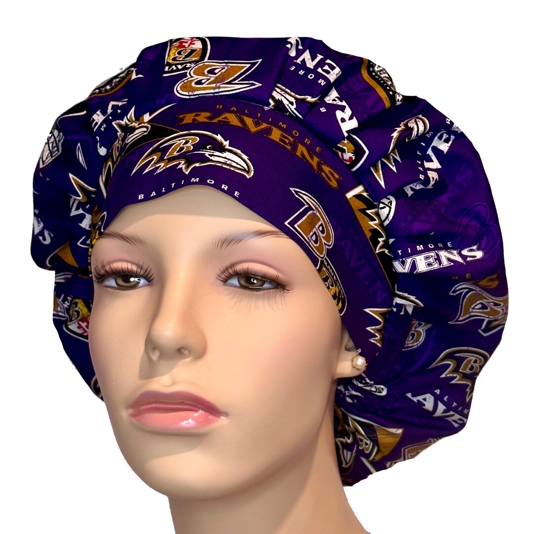 Scrub Caps Baltimore Ravens Purple Retro Fabric-bouffant Scrub Hats ...