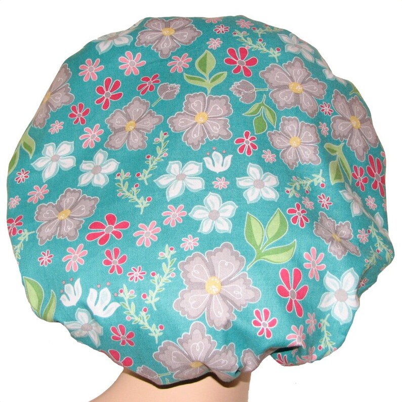 Scrub Caps Flora and Fauna Teal-scrubheads-scrub Hats for - Etsy