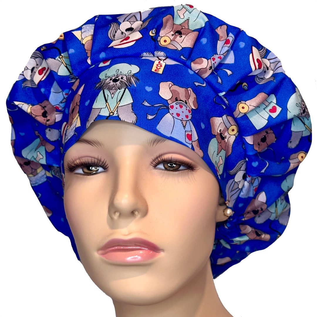 Scrub Cap Medical Doggies Fabric-scrubheads-bouffant Scrub Hat-doggies ...