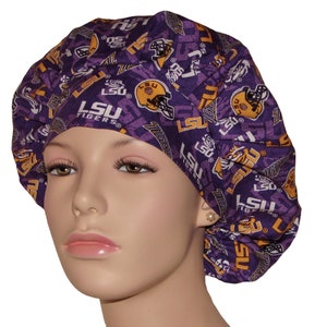Scrub Caps Louisiana State University Tigers Tone on Tone Fabric ...