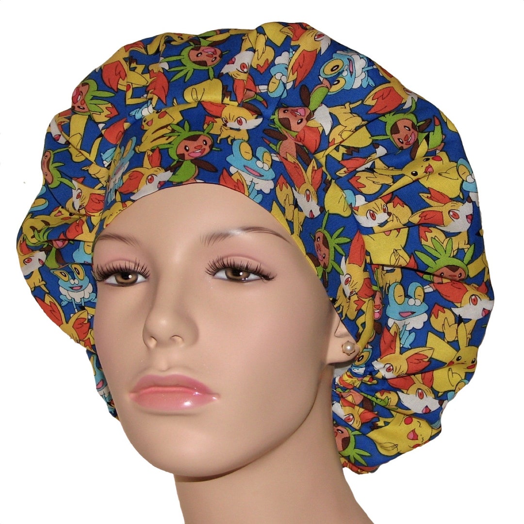 Scrub Caps Pokemon Characters Cotton Fabric-pediatrics Scrub Hat-scrub ...