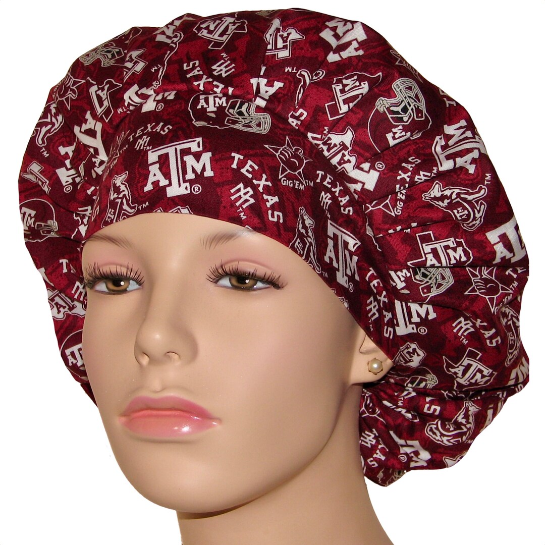Scrub Caps Texas A&M Tone on Tone Fabric-bouffant Scrub Hats-scrubheads ...