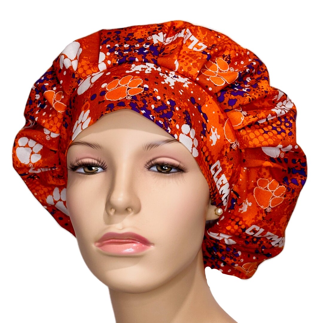 Scrub Caps Clemson University Tigers Splattered Fabric-scrubheads-scrub ...