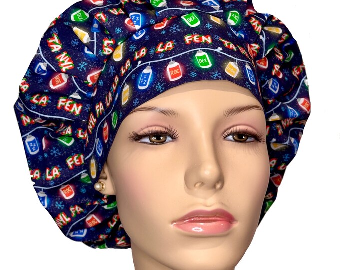 Scrub Cap Anesthesia Med Bottles Fabric-scrubheads-christmas Bouffant ...