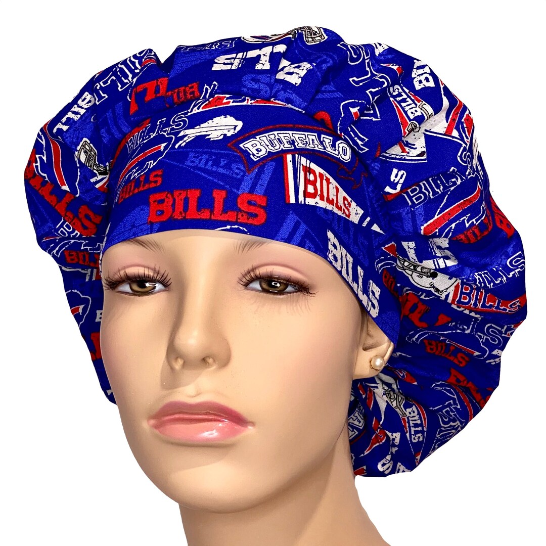 Scrub Caps Buffalo Retro Fabric-scrubheads-bouffant Scrub Hat-football ...