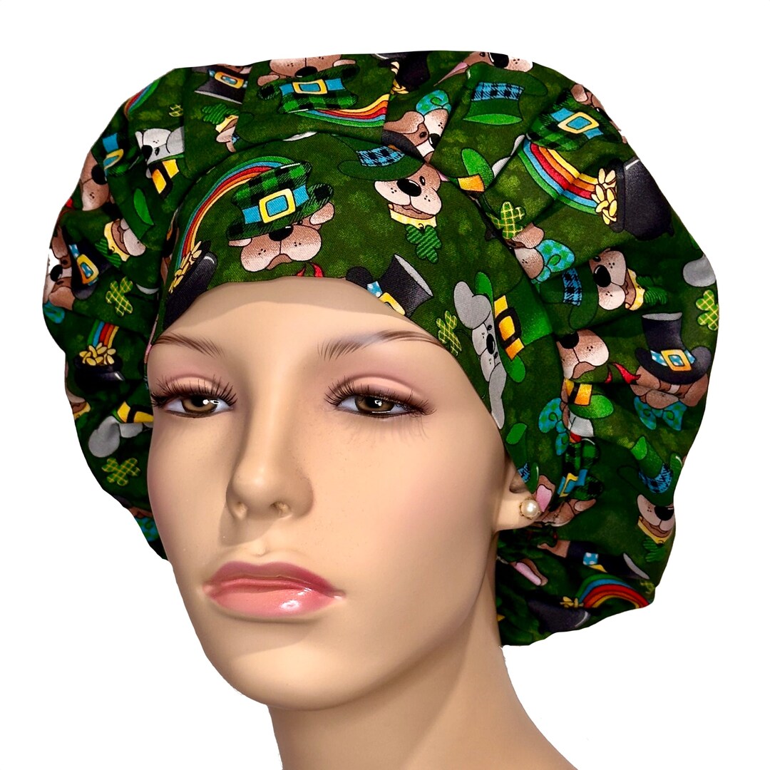 Scrub Caps St Patrick's Day Good Luck Pups-bouffant Scrub Hat-scrub ...