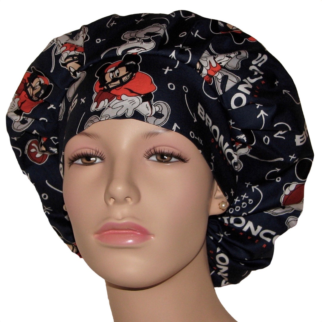 Scrub Hats-denver Broncos Mickey Mouses Fabric-scrubheads-scrub Hat for ...