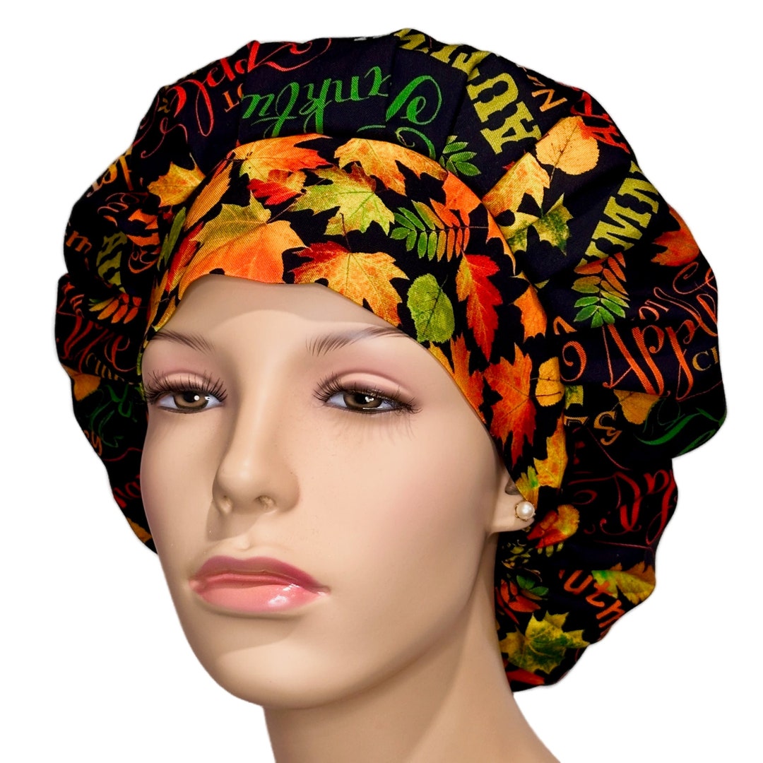 Scrub Caps Autumnal Words-scrubheads-etsy Scrub Hats-scrub Caps-autumn ...