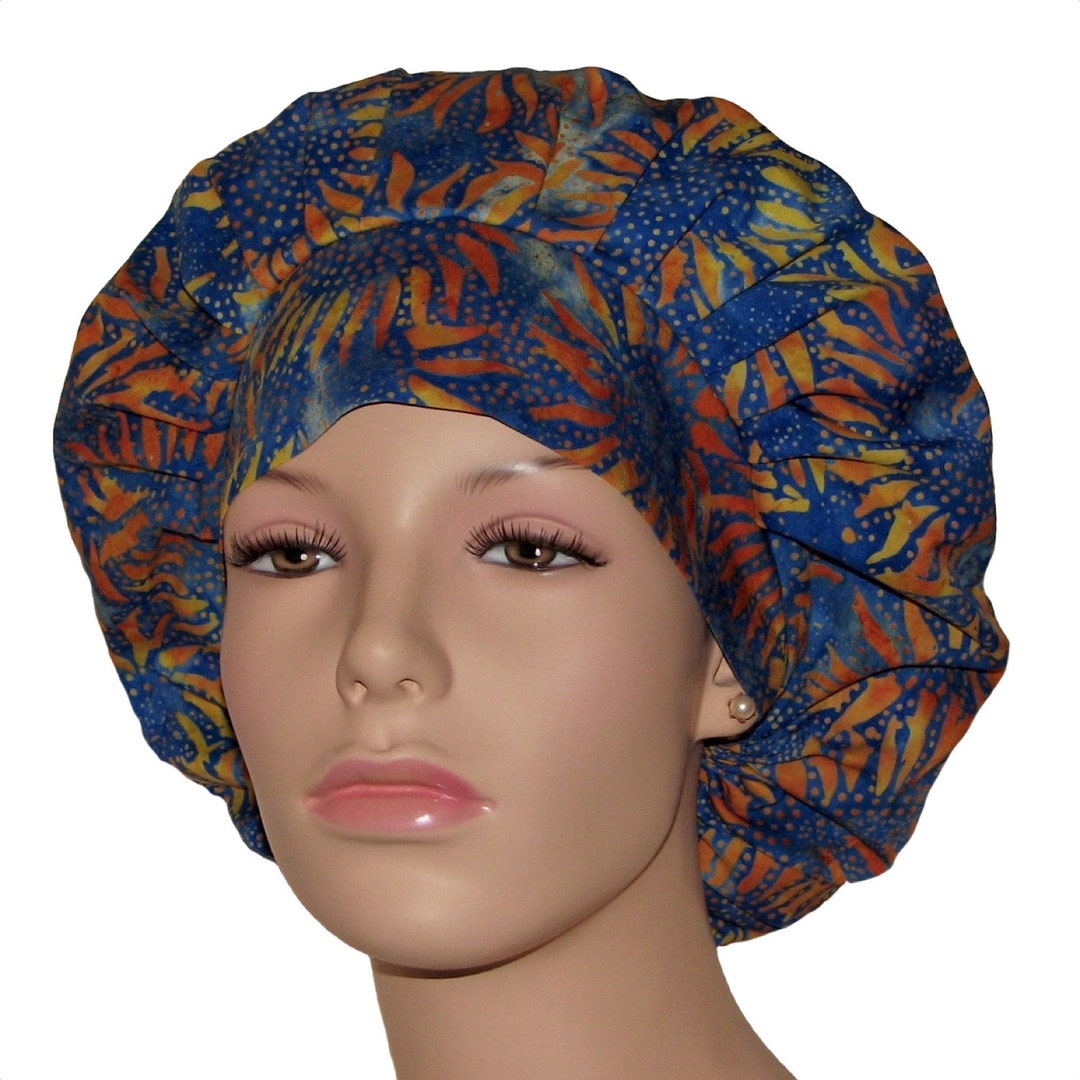 Scrub Caps Batik Sunflowers Blue and Yellow-scrubheads-scrub Caps-batik ...
