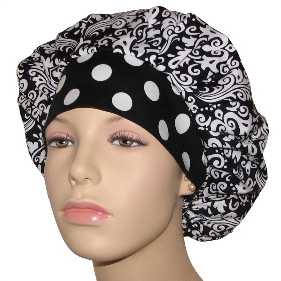 Scrub Caps Damask Black and White-scrubheads-scrub Caps-scrub Hats ...