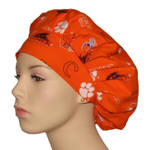 Scrub Hats-clemson University Tigers Fabric-bouffant Scrub Hats ...
