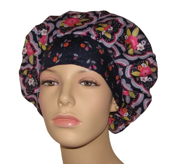 Scrub Caps Paradise Damask Dark Purple-bouffant Scrub - Etsy