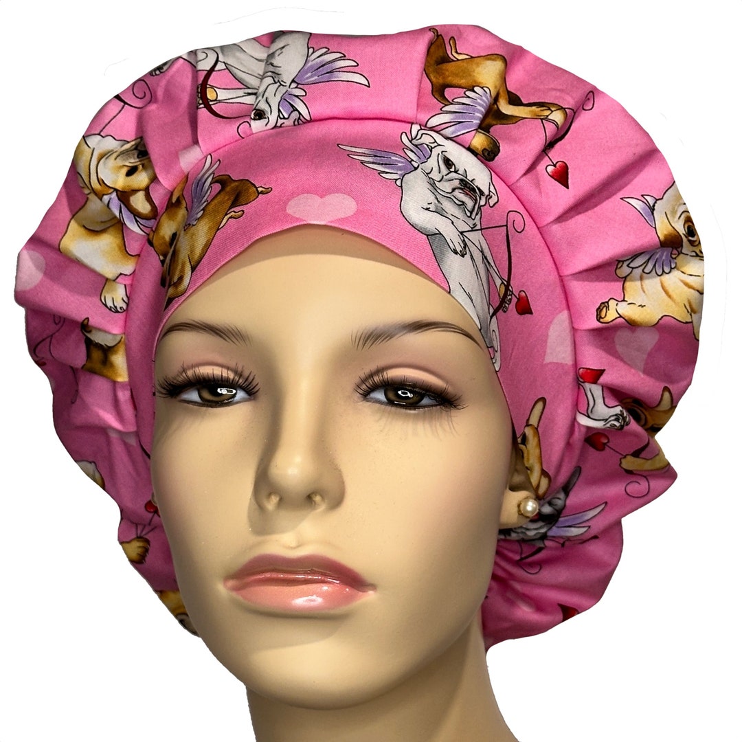 Scrub Hats Valentines Day Puppy Love-bouffant Scrub Hat-scrub Caps-dogs ...