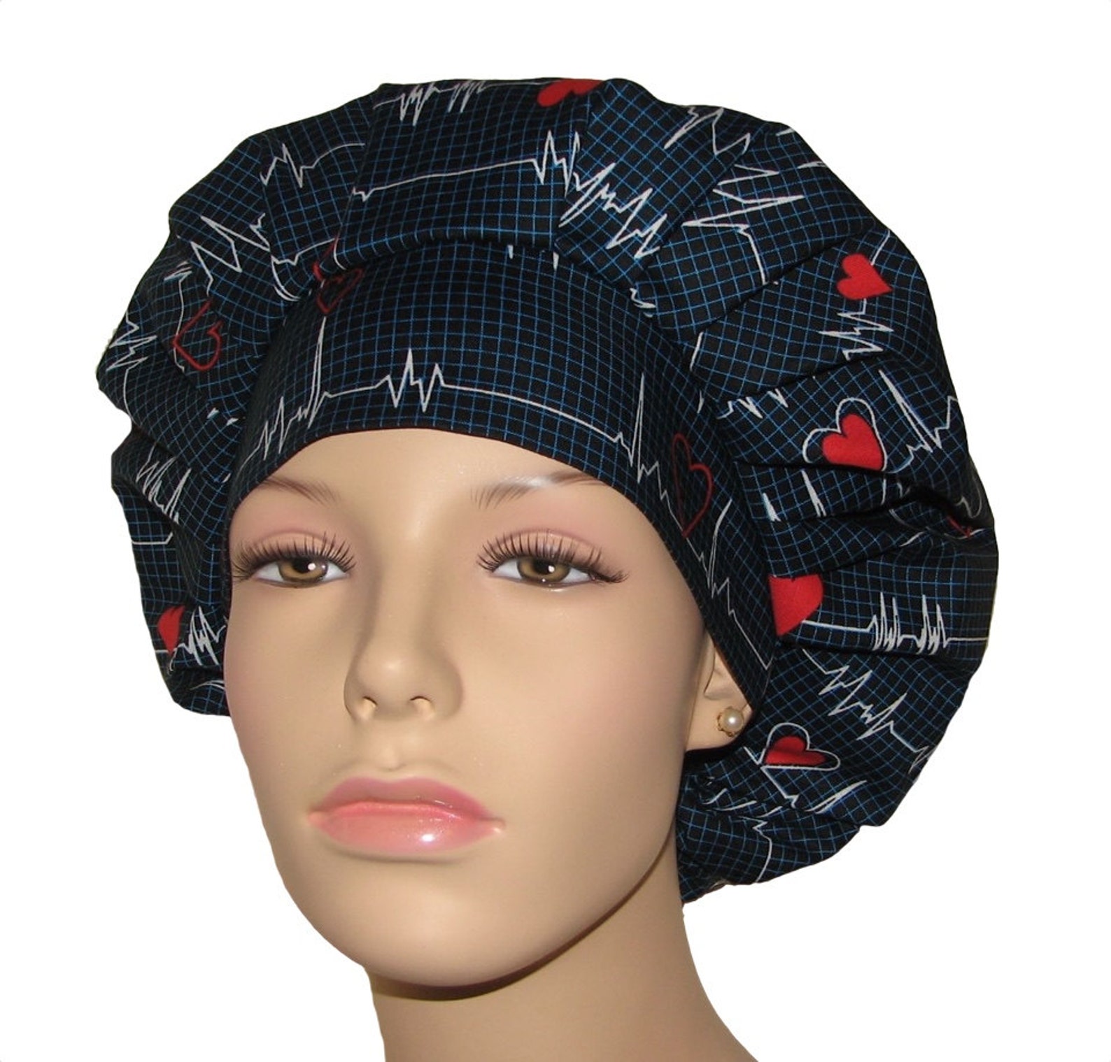 Scrub Caps Cardiac EKG Rhythm-scrubheads-scrub Cap-bouffant Scrub Hat ...