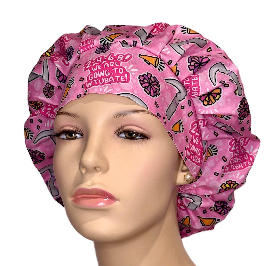 Scrub Cap Anesthesia 2 4 6 8 Intubate-pink Fabric-scrubheads-bouffant ...