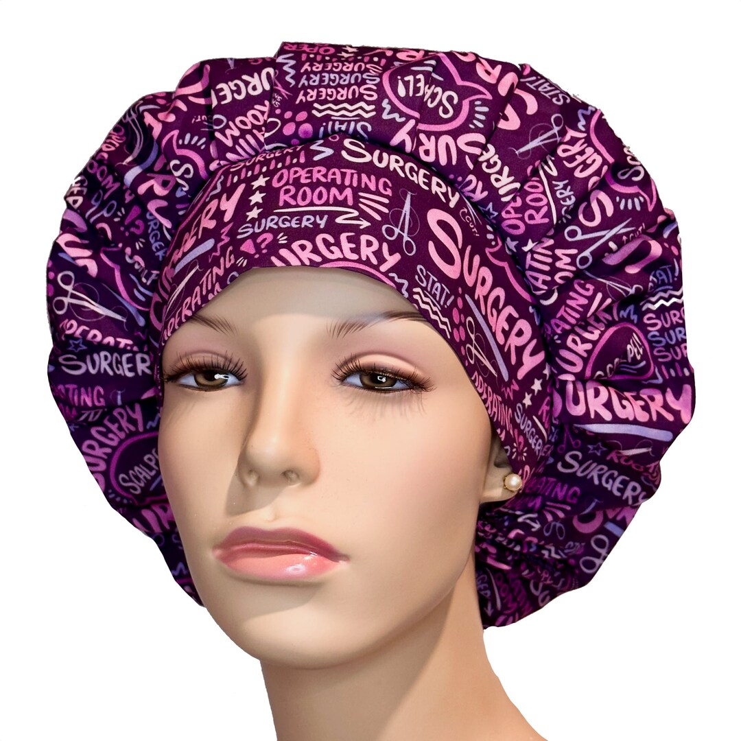 Scrub Cap Surgery on Purple Fabric-scrubheads-bouffant Scrub Hat-or ...