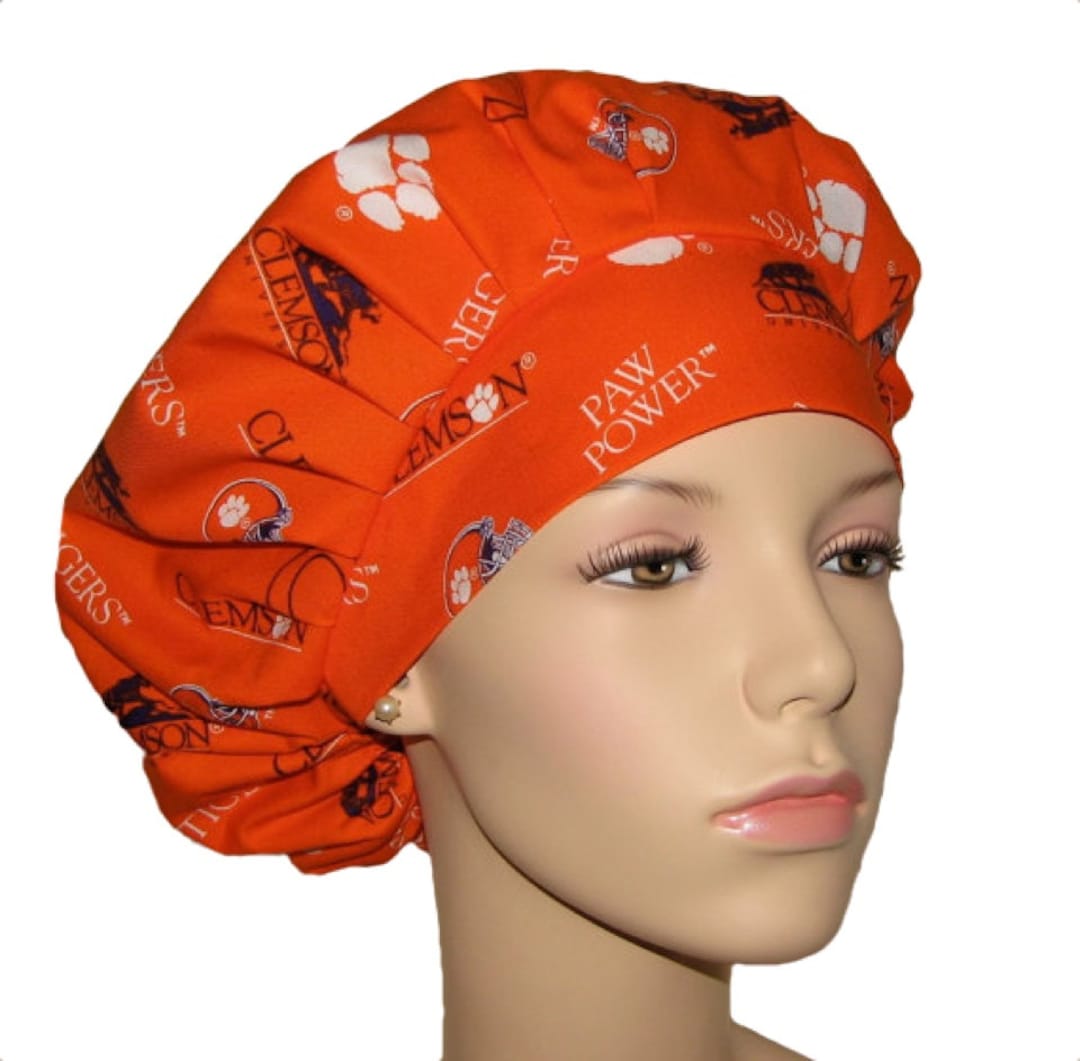 Scrub Hats-clemson University Tigers Fabric-bouffant Scrub Hats ...