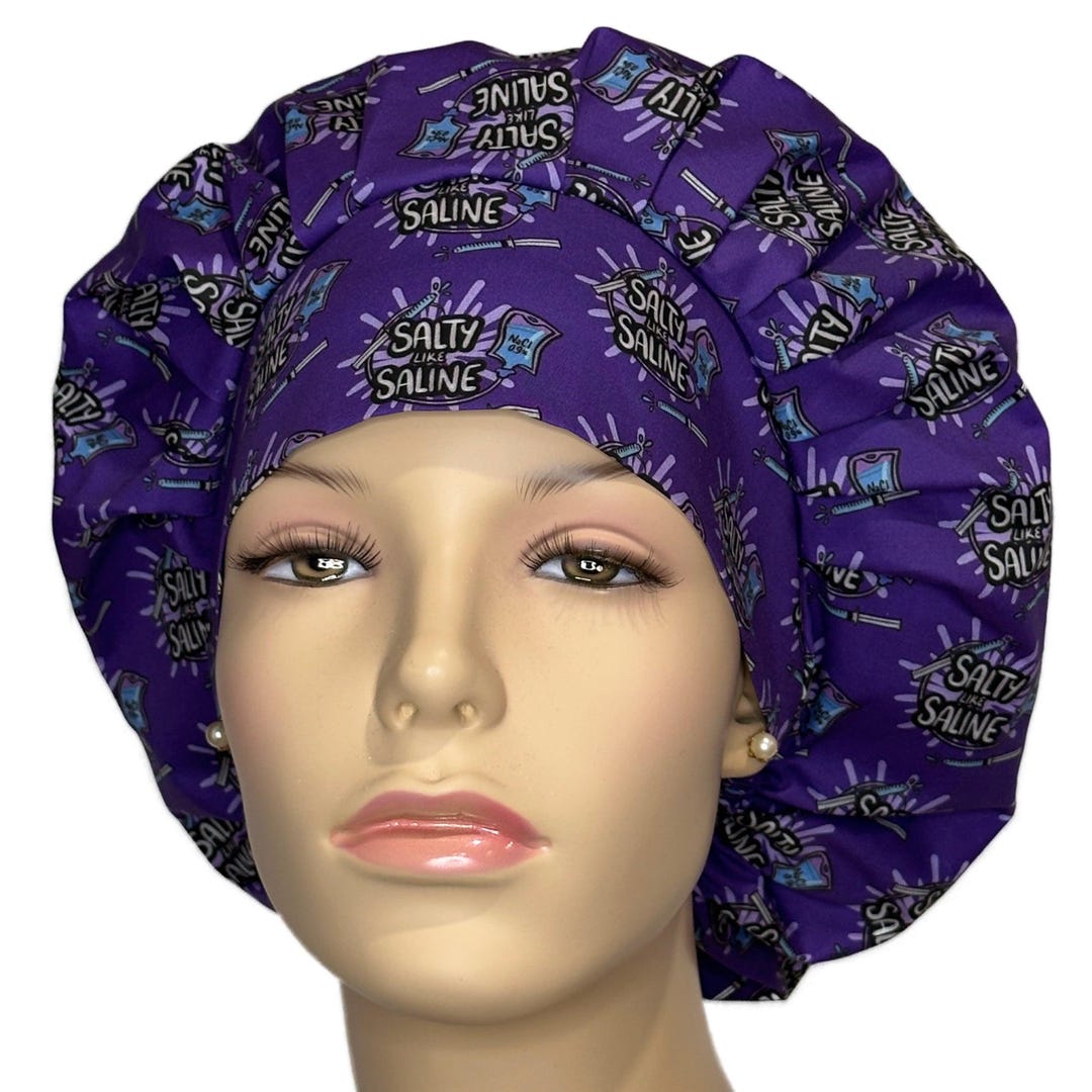 Scrub Cap Salty Like Saline Purple Fabric-scrubheads-bouffant Scrub Hat ...