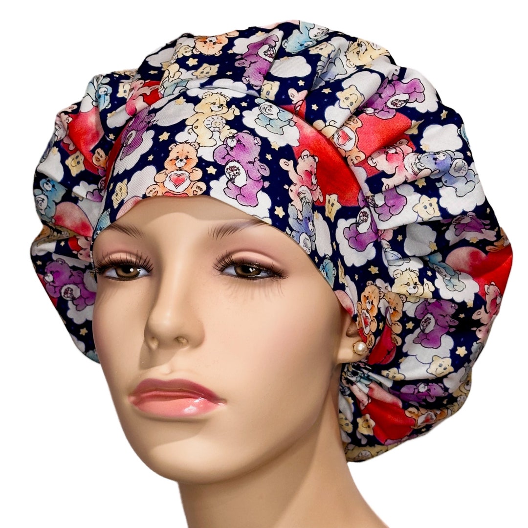 Scrub Caps Care Bears Navy Fabric-scrubheads-bouffant Scrub Hats ...