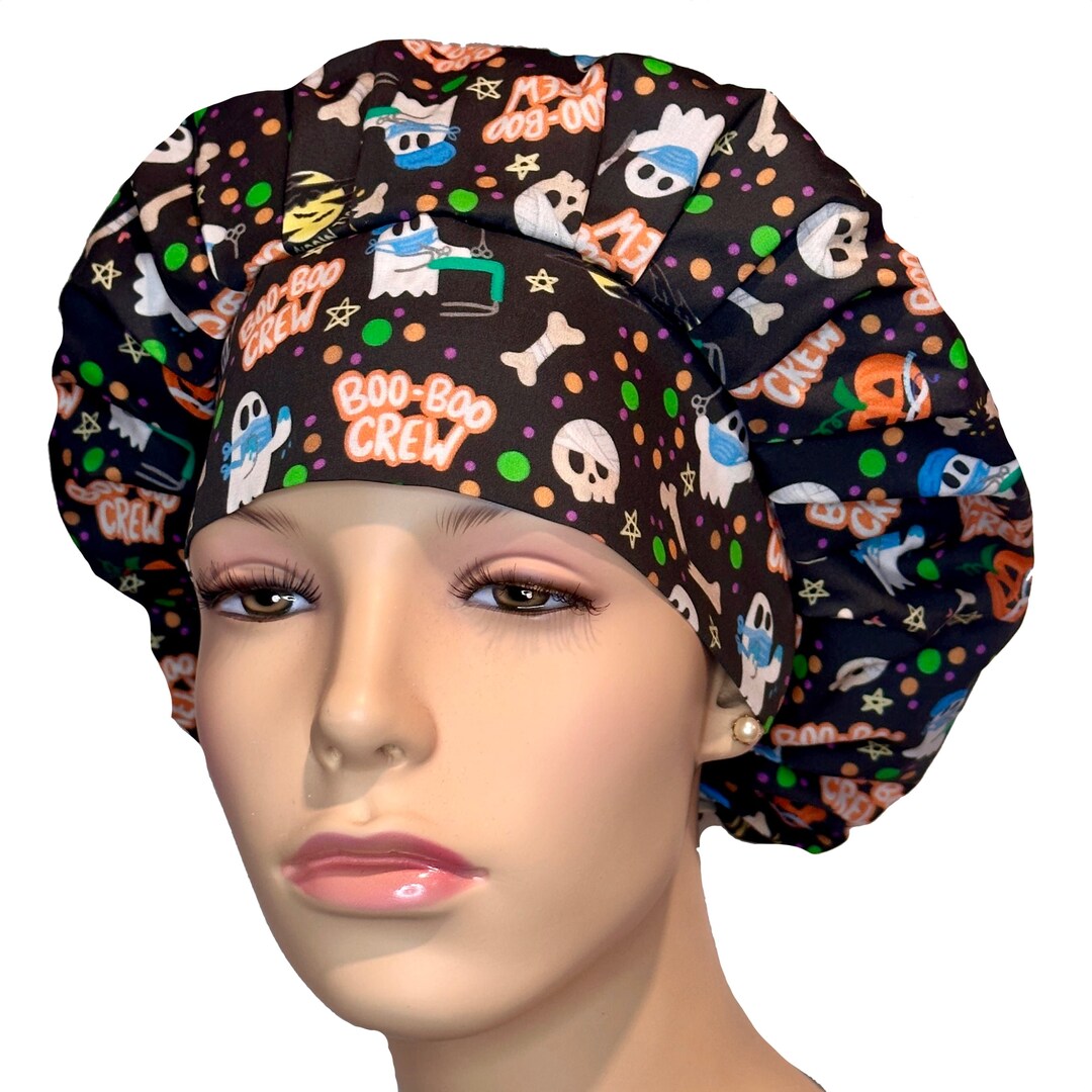 Scrub Caps Halloween Boo Boo Crew Fabric-scrubheads-scrub Cap-surgery ...