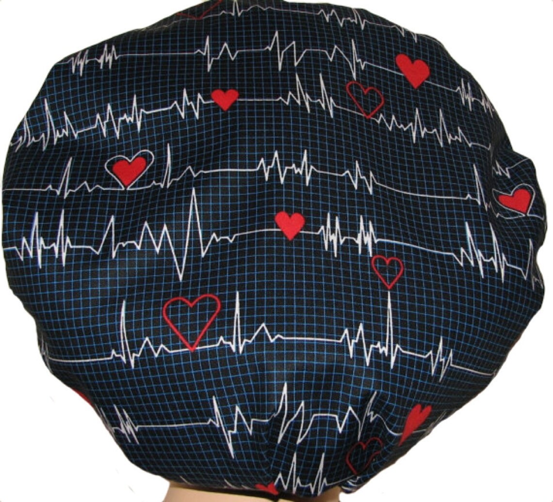 Scrub Caps Cardiac EKG Rhythm-scrubheads-scrub Cap-bouffant Scrub Hat ...