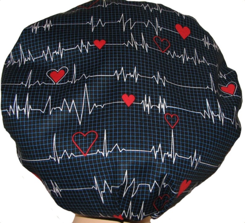 Scrub Caps Cardiac EKG Rhythm-scrubheads-scrub Cap-bouffant - Etsy