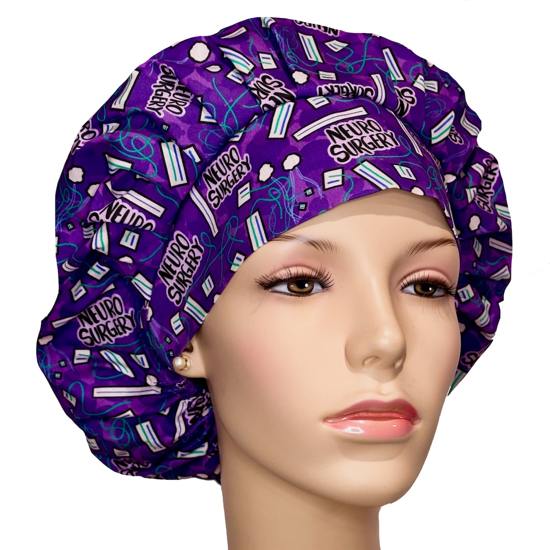 Scrub Cap Neurosurgery Pledgets on Purple Fabric-scrubheads-bouffant ...