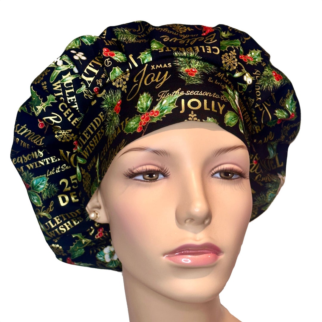 Scrub Caps Seasons Greetings-scrubheads-christmas Scrub Hats-anesthesia ...