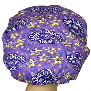 Scrub Cap Anesthesia Sweet Dreams Fabric-scrubheads-bouffant Scrub Hat ...