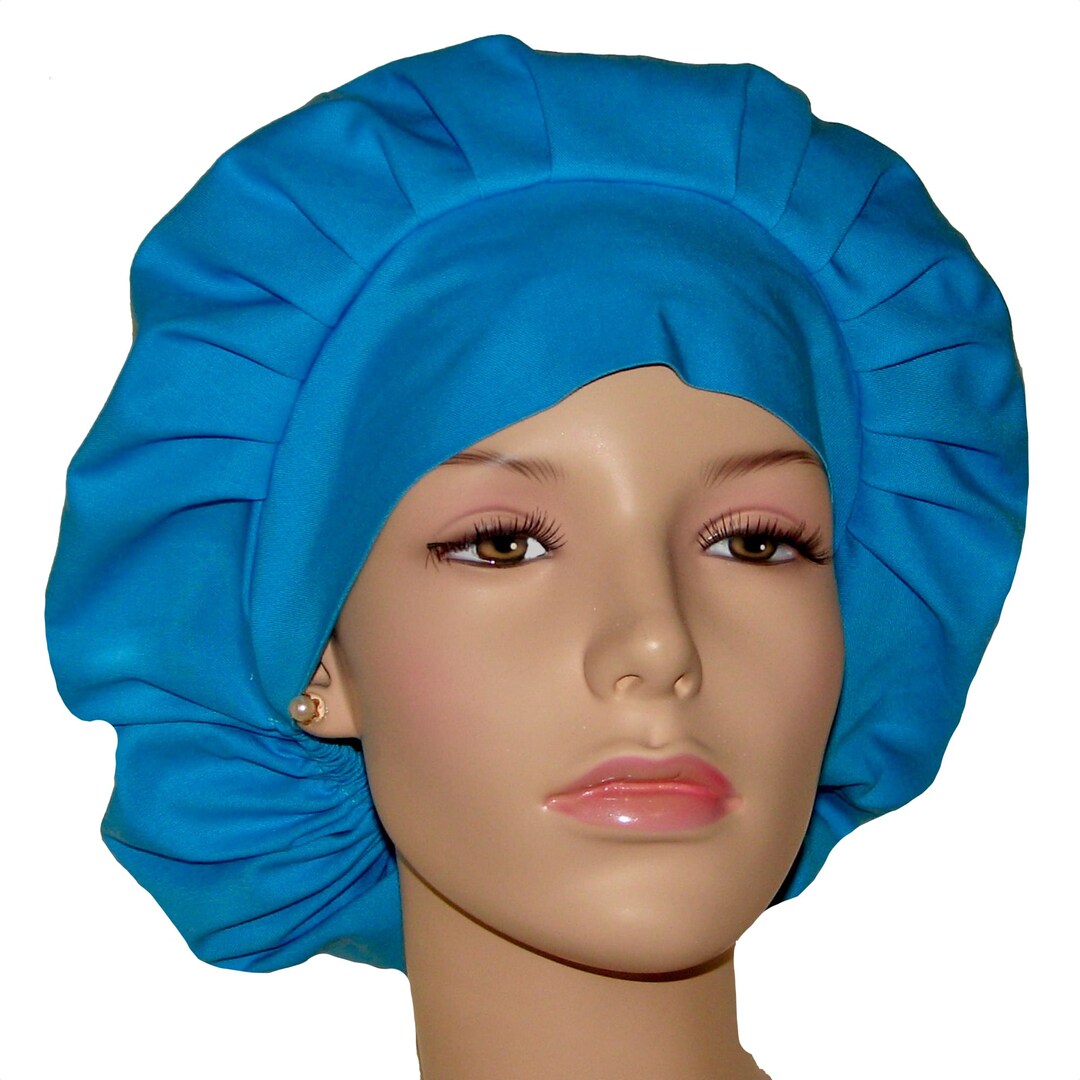 Scrub Caps Peacock Blue Fabric-scrubheads-bouffant Scrub Hat-kona ...