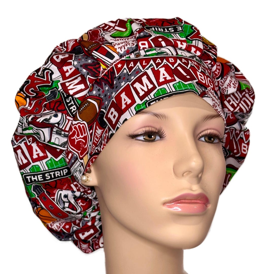 Scrub Caps Alabama Doodles Allover Fabric-scrub Hats-alabama Football ...