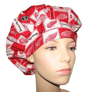 Scrub Caps Detroit Red Wings Fabric-scrubheads-bouffant Scrub Hats ...