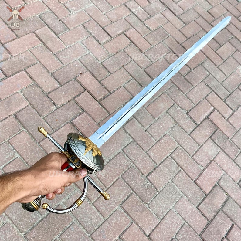 Hand-forged Double-headed Sword: Renaissance Quixote Rapier, Engraved ...