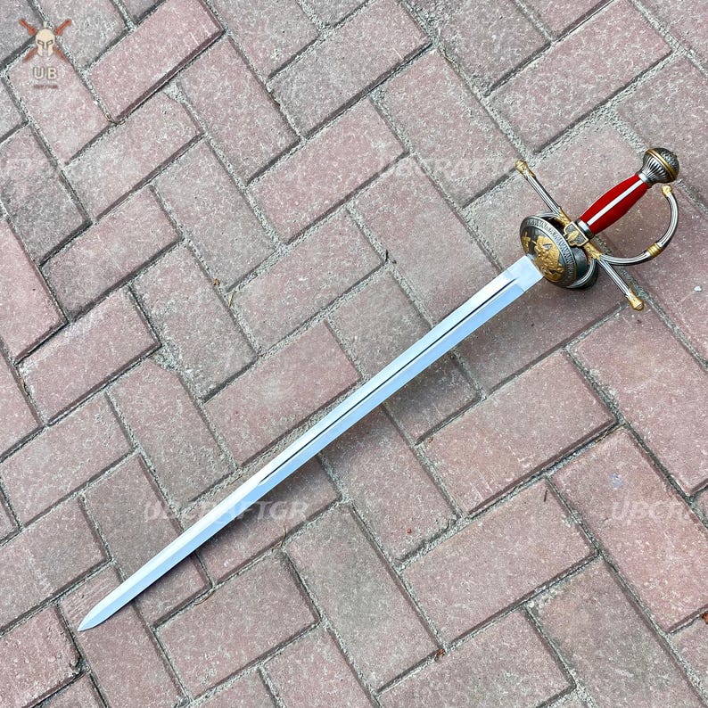 Hand-forged Double-headed Sword: Renaissance Quixote Rapier, Engraved ...