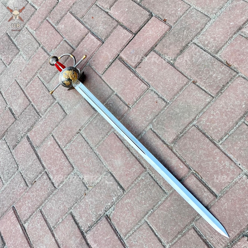 Hand-forged Double-headed Sword: Renaissance Quixote Rapier, Engraved ...